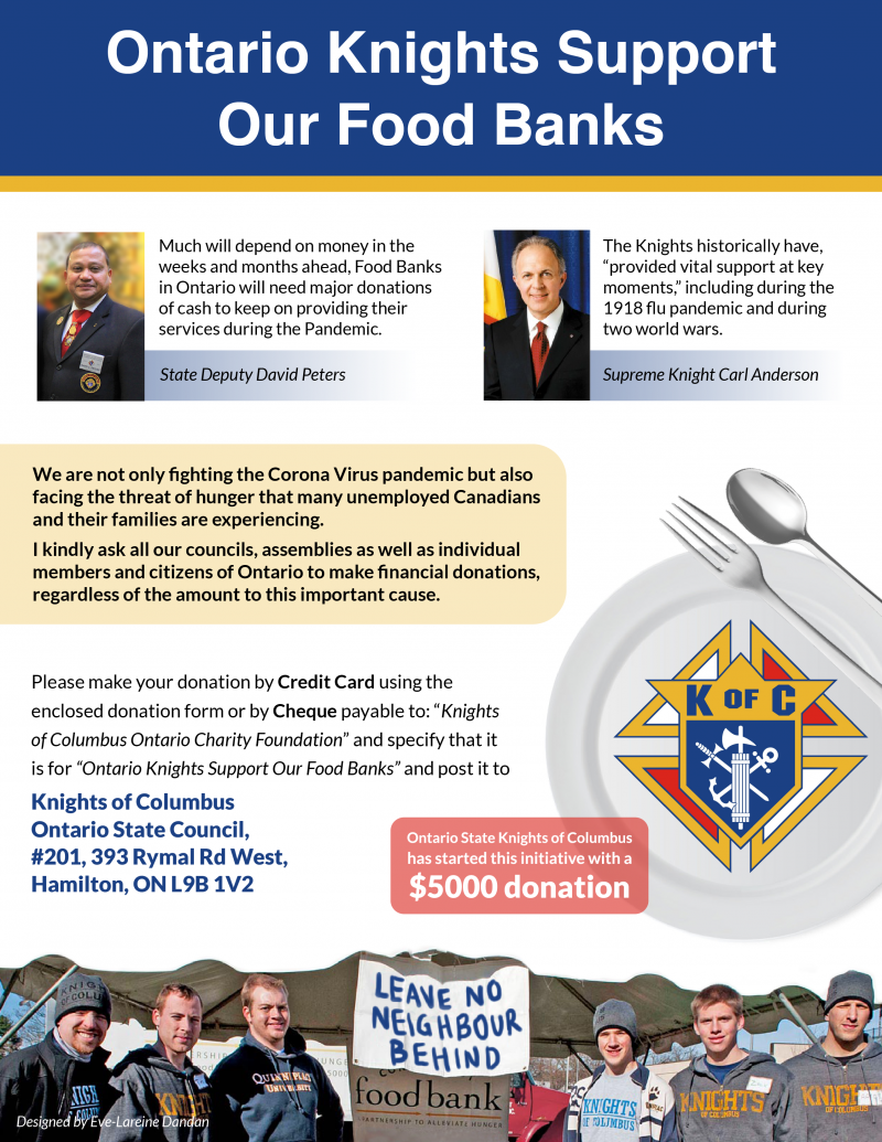 Donation-Food Bank Support Initiative – Ontario Knights Of Columbus
