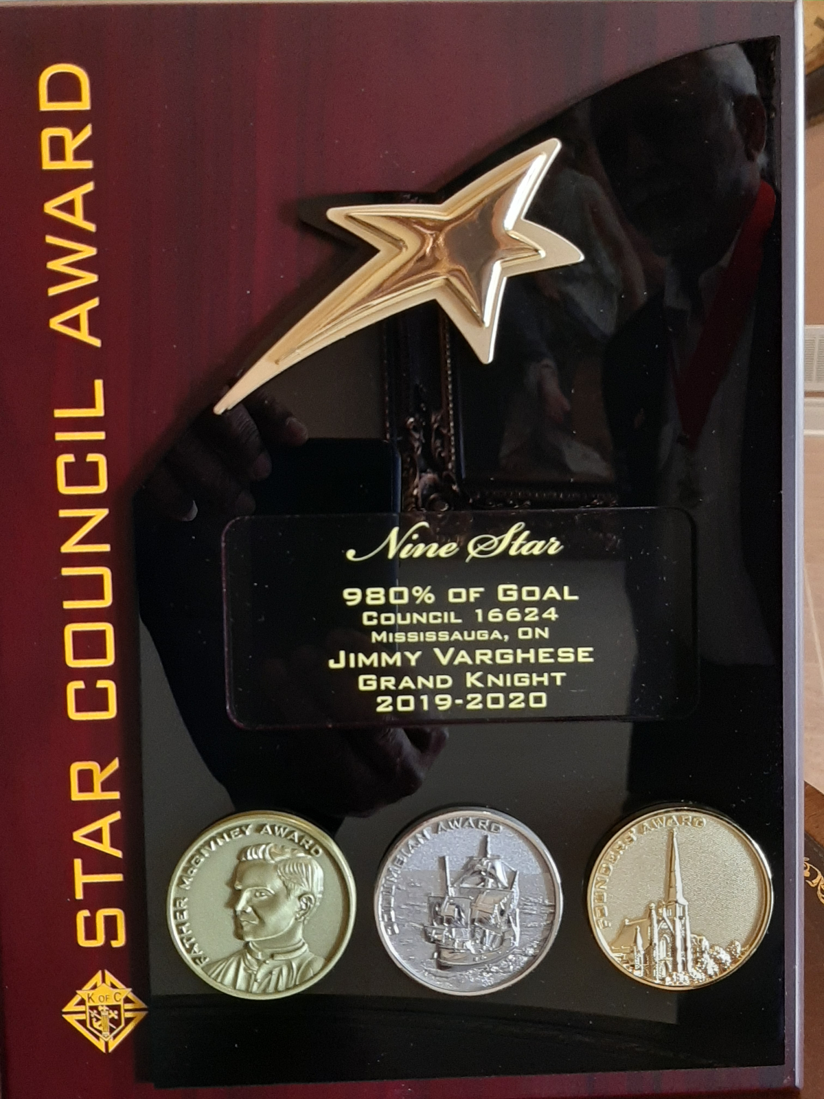 9 Star Council Award Ontario Knights Of Columbus